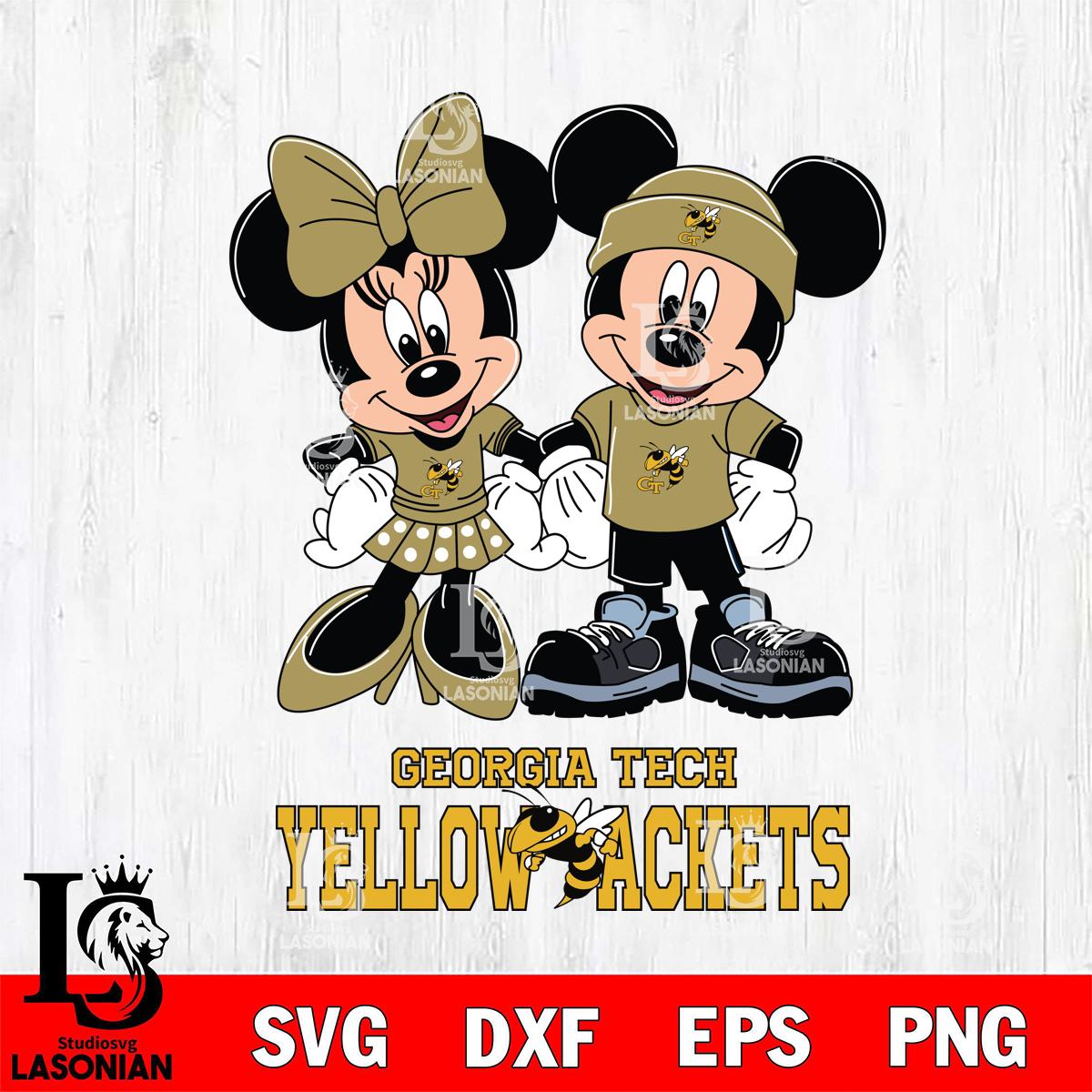 Georgia Tech Yellow Jackets Mickey Minnie Rugby ball – lasoniansvg