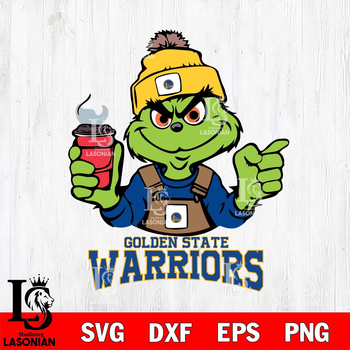 Golden State Warriors Grinch with coffee – lasoniansvg
