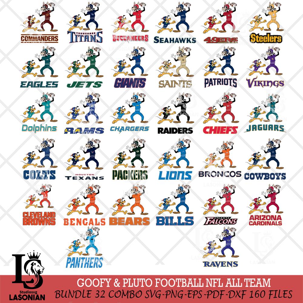 Goofy & Pluto Football NFL ALL TEAM – lasoniansvg