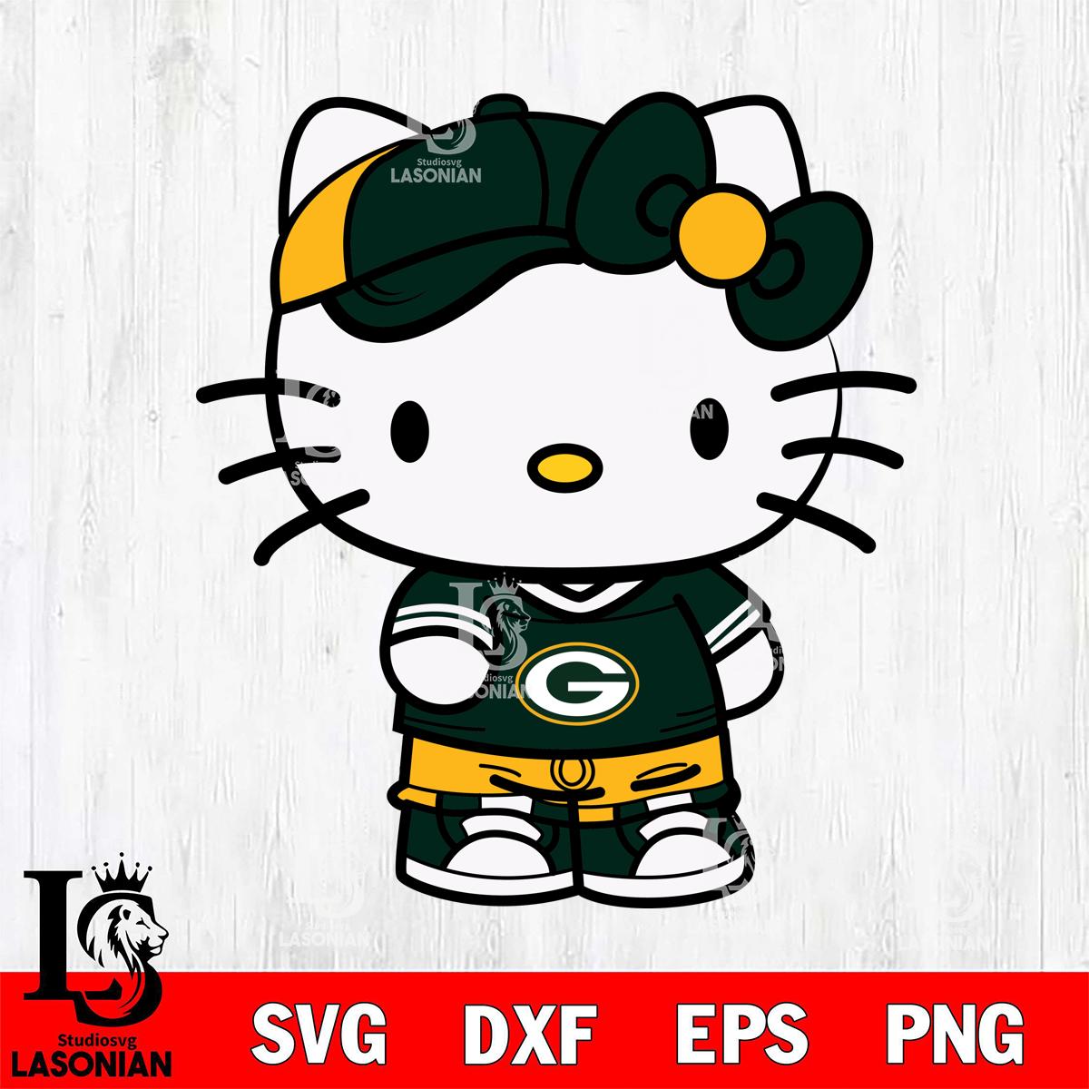 Green Bay Packers Cute Hello Kitty Football 2 – lasoniansvg