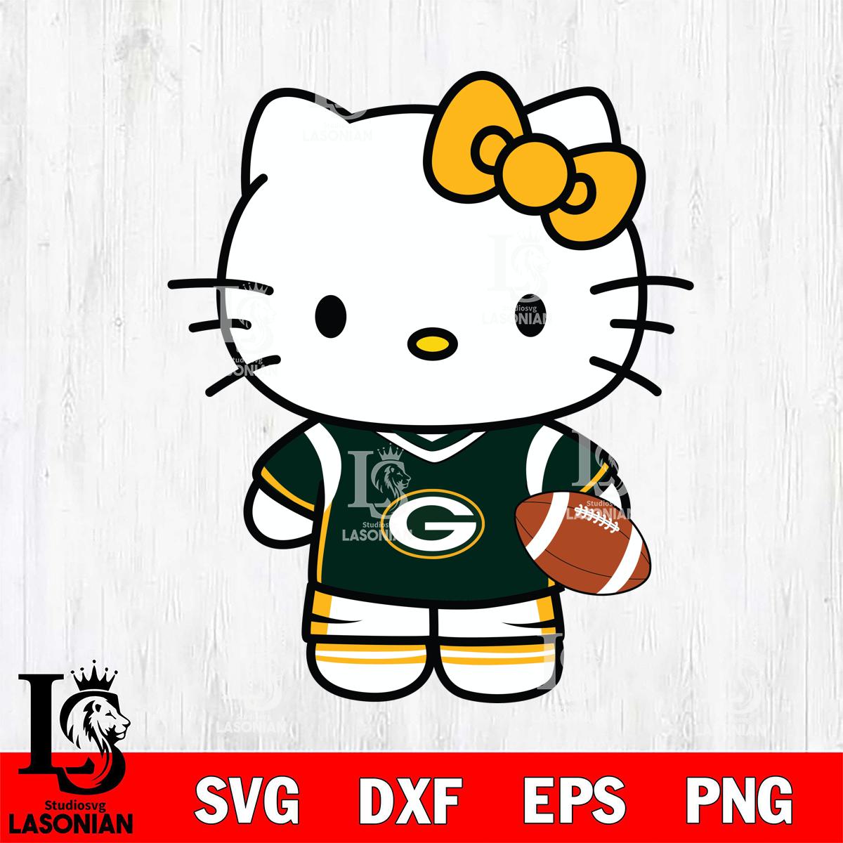 Green Bay Packers Cute Hello Kitty Football 8 – lasoniansvg