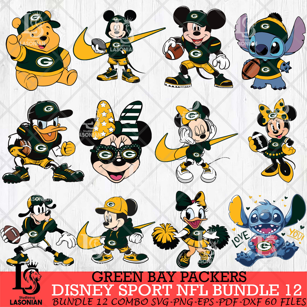 Green Bay Packers Disney NFL Bundle 12 – lasoniansvg