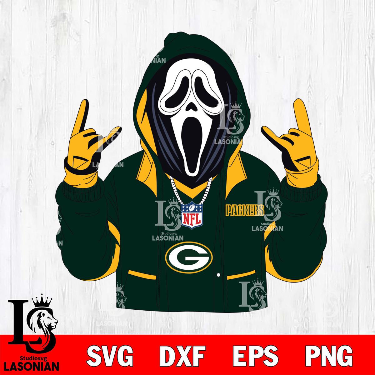 Green Bay Packers Ghostface Scream Football Halloween – lasoniansvg