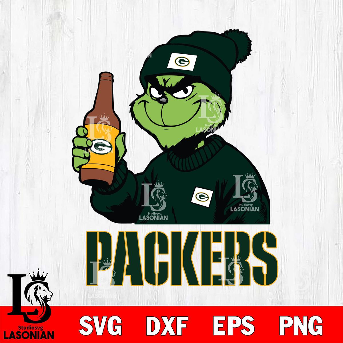 Green Bay Packers Grinch Drinking Beer Christmas – lasoniansvg