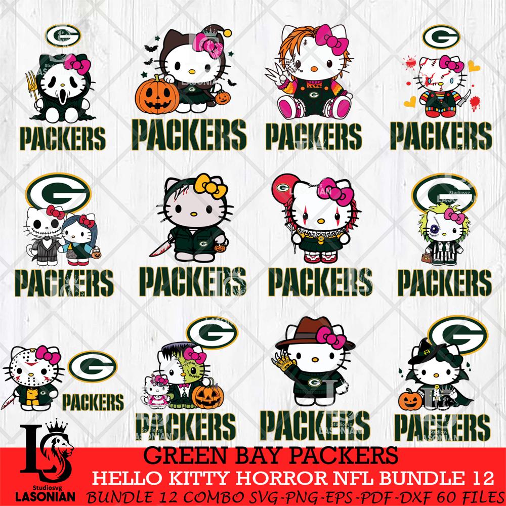 Green Bay Packers Hello Kitty Horror NFL Bundle 12 SVG – lasoniansvg