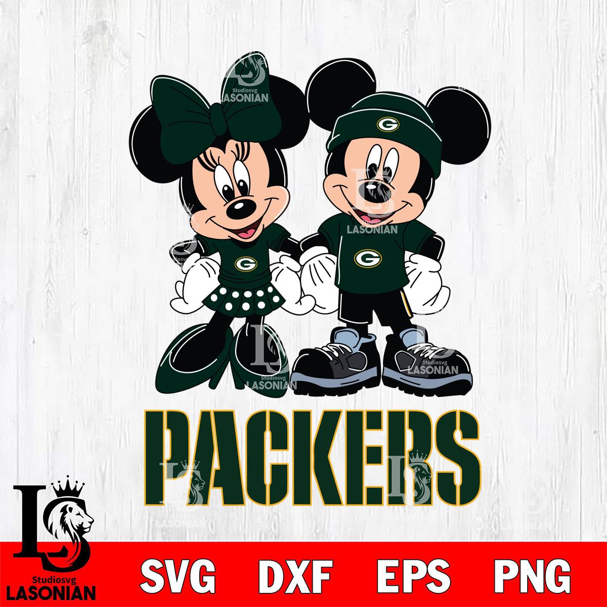 Green Bay Packers Mickey Minnie Rugby ball – lasoniansvg