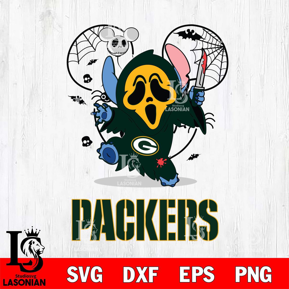 Green Bay Packers Stitch Ghost Face Halloween 2 – lasoniansvg