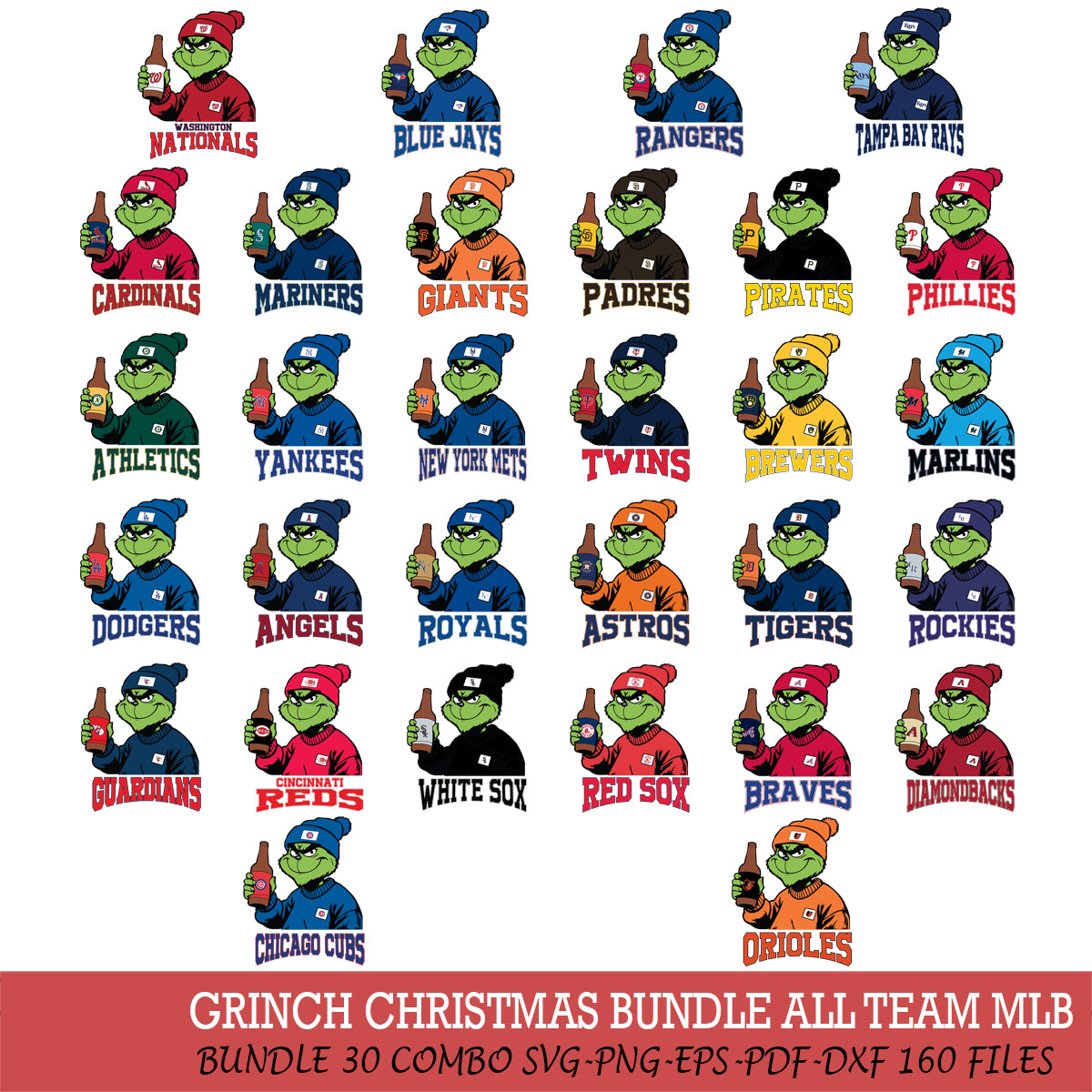 Grinch Drinking Beer Christmas MLB ALL TEAM – lasoniansvg