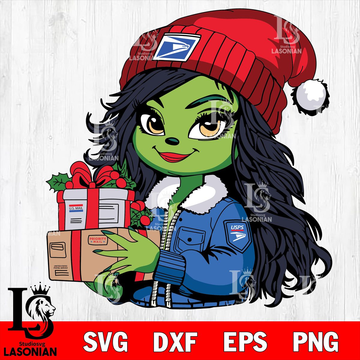 Grinch Girl USPS – lasoniansvg