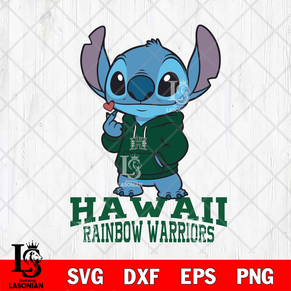 Hawaii Rainbow Warriors Stitch finger heart File cut , Football Criucut ...