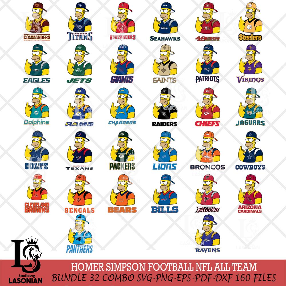 Homer Simpson Football NFL ALL TEAM – lasoniansvg