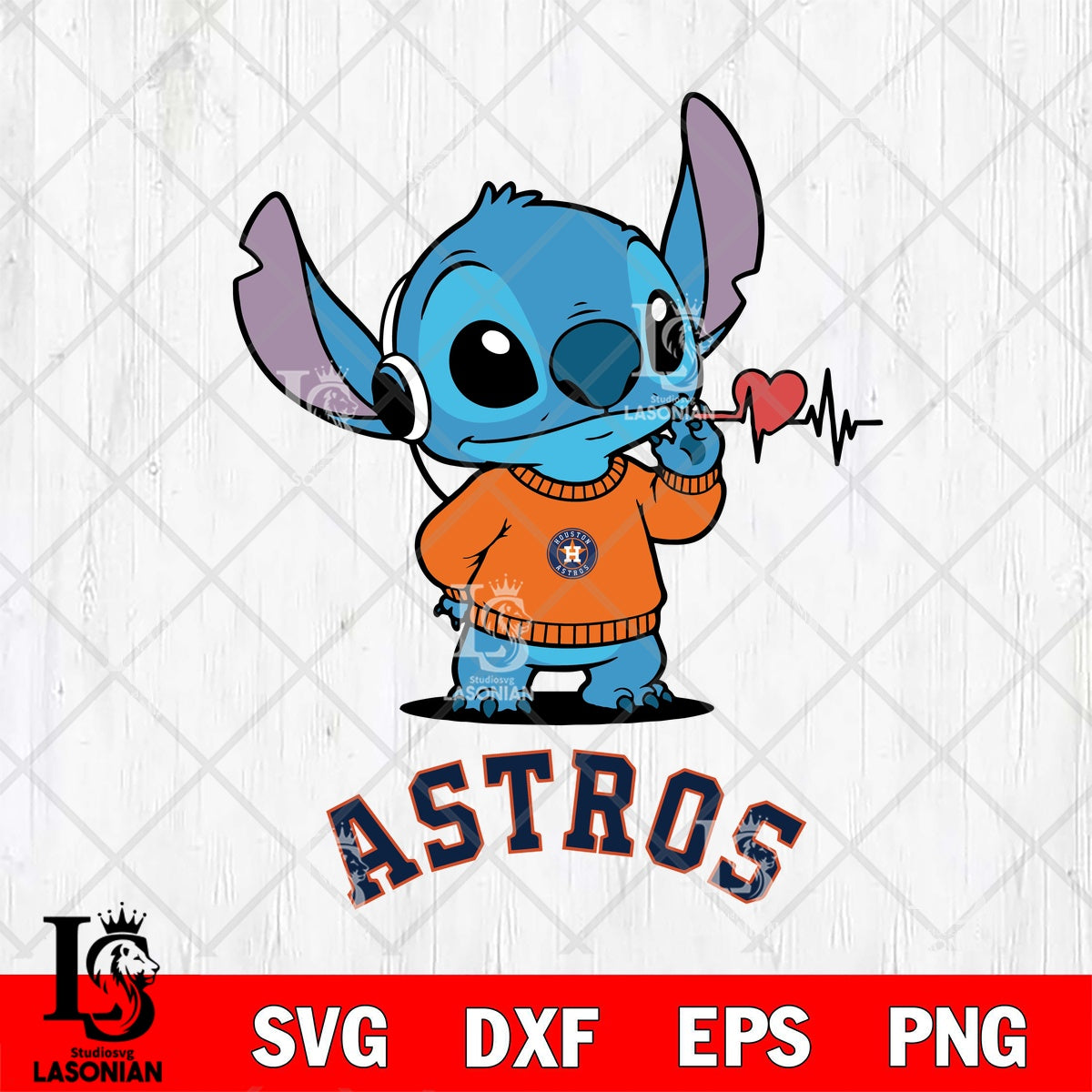Houston Astros Stitch Headphones Heart File cut , Criucut , Digital ...