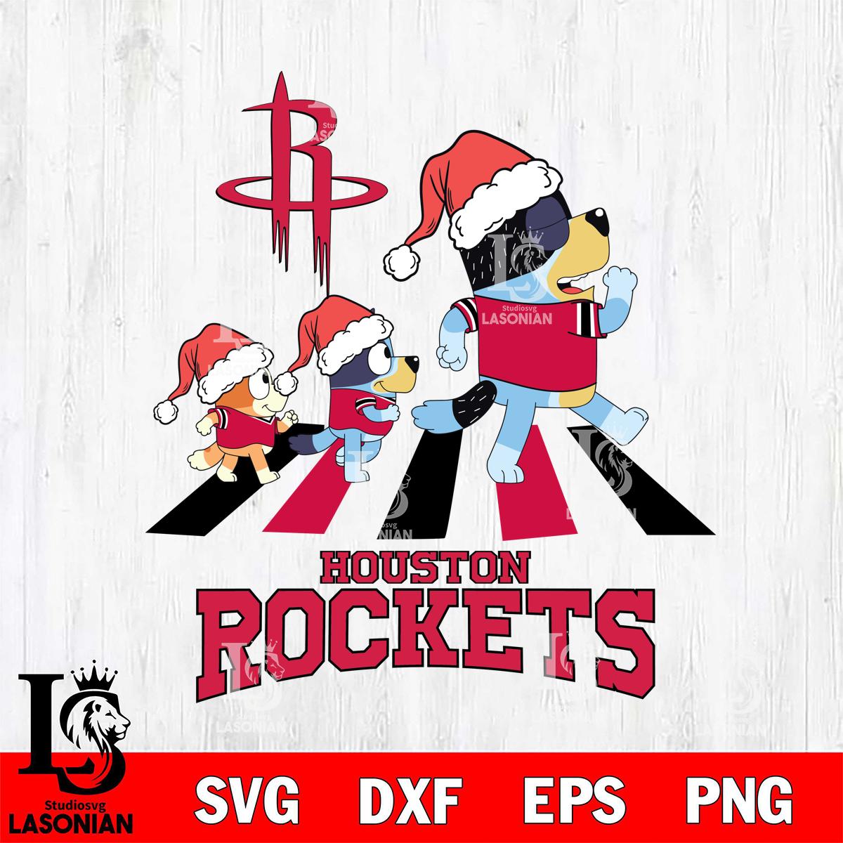 Houston Rockets Christmas Family Bluey Walking – lasoniansvg