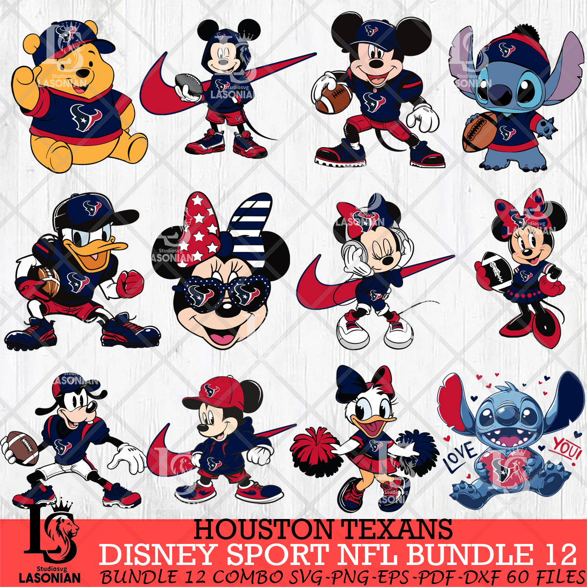 Houston Texans Disney NFL Bundle 12 – lasoniansvg