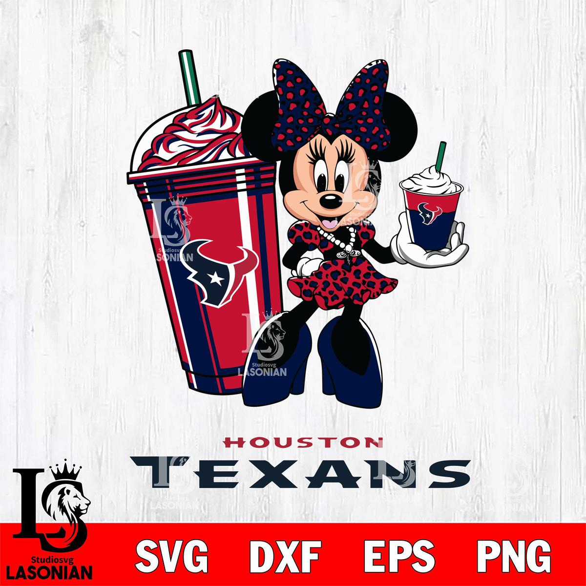 Houston Texans Minnie Mouse Fan And Coffee – lasoniansvg