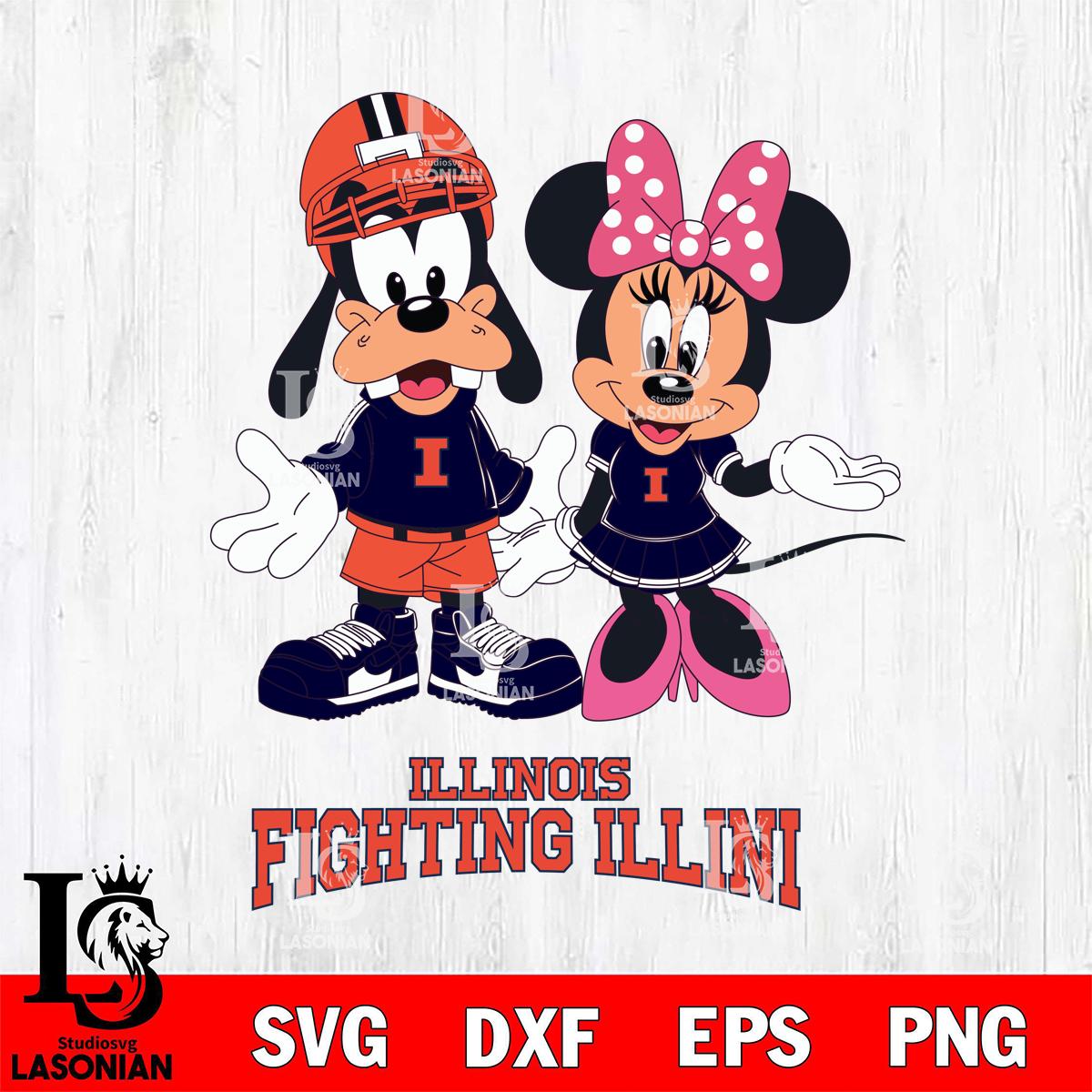 Illinois Fighting Illini Goofy and Minnie mouse Football – lasoniansvg