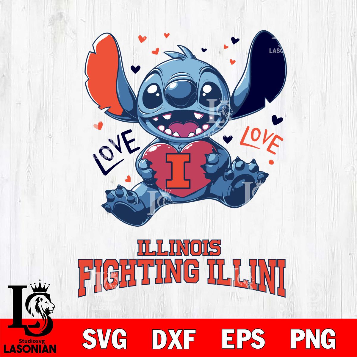 Illinois Fighting Illini Love Stitch – lasoniansvg