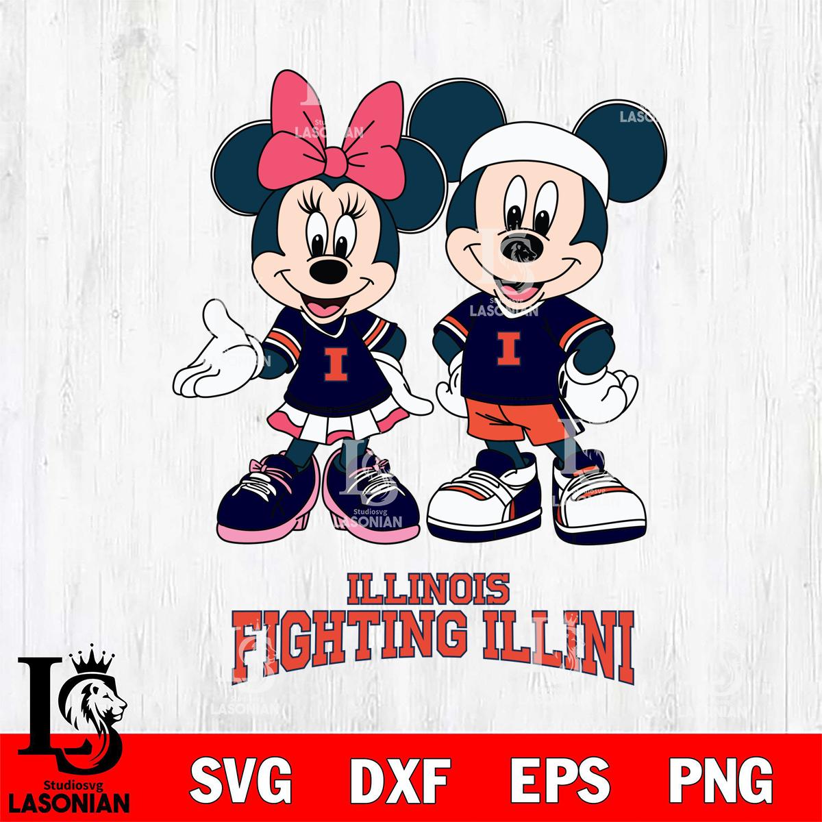 Illinois Fighting Illini Mickey And Minnie Football – lasoniansvg