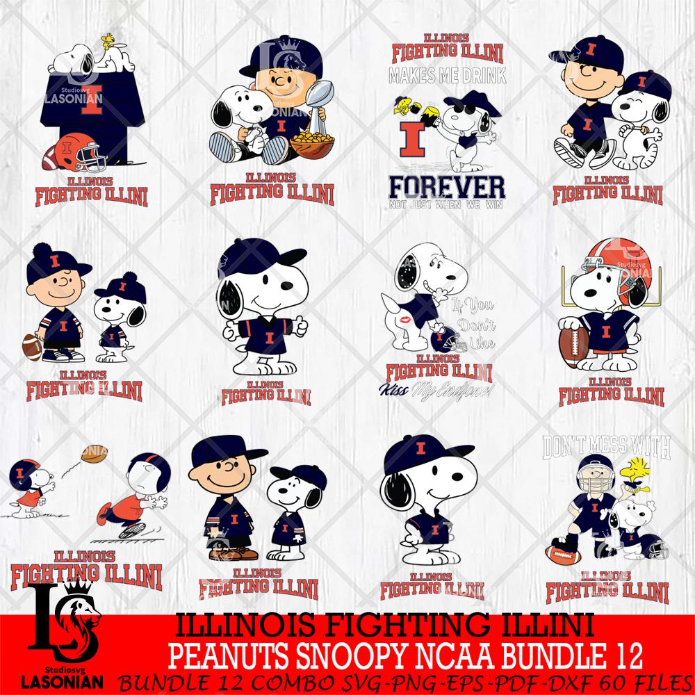 Illinois Fighting Illini Peanuts Snoopy Player NCAA Bundle 12 – lasoniansvg
