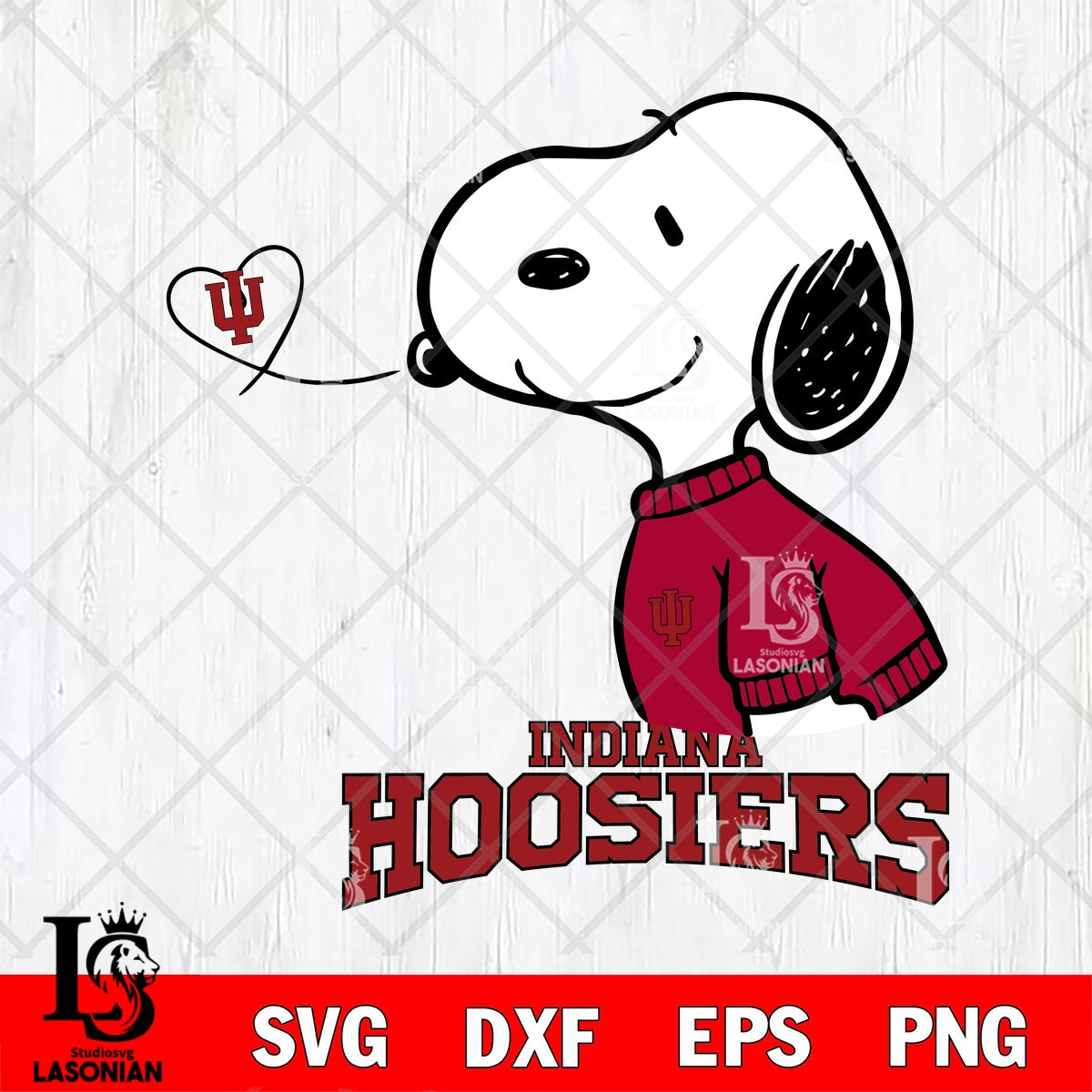 Indiana Hoosiers Cute Valentine Snoopy File cut , Criucut , Silhouette ...