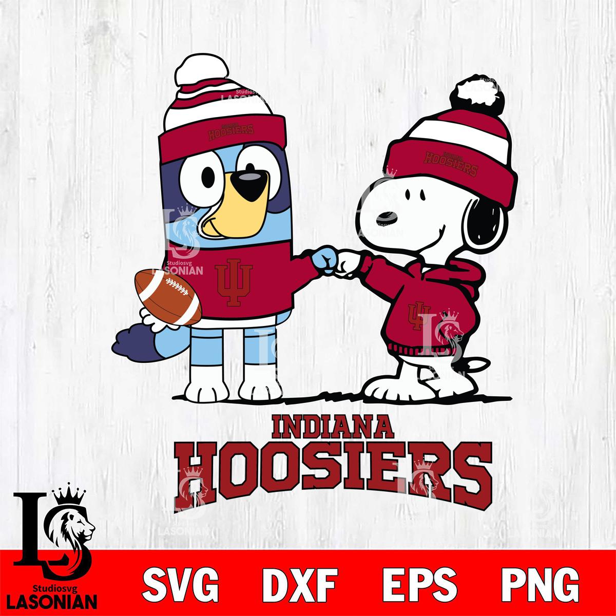 Indiana Hoosiers Snoopy & Bluey Football – lasoniansvg