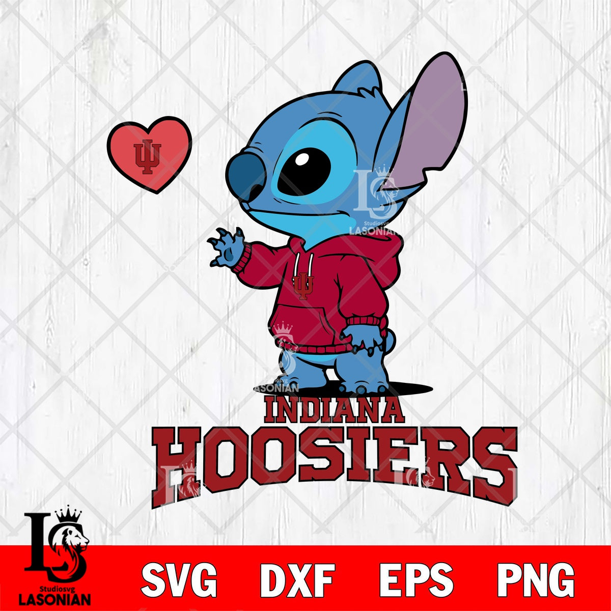 Indiana Hoosiers Stitch valentine heart File cut , Football Criucut ...