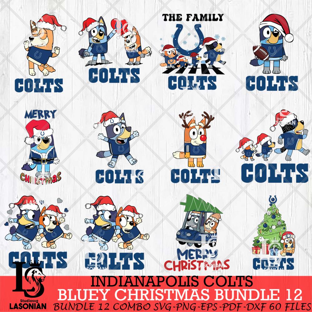 Indianapolis Colts Bluey Christmas Holiday Bundle 12 – lasoniansvg