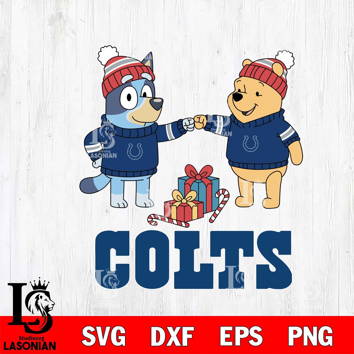 Indianapolis Colts Bluey With Winnie The Pooh Christmas – lasoniansvg