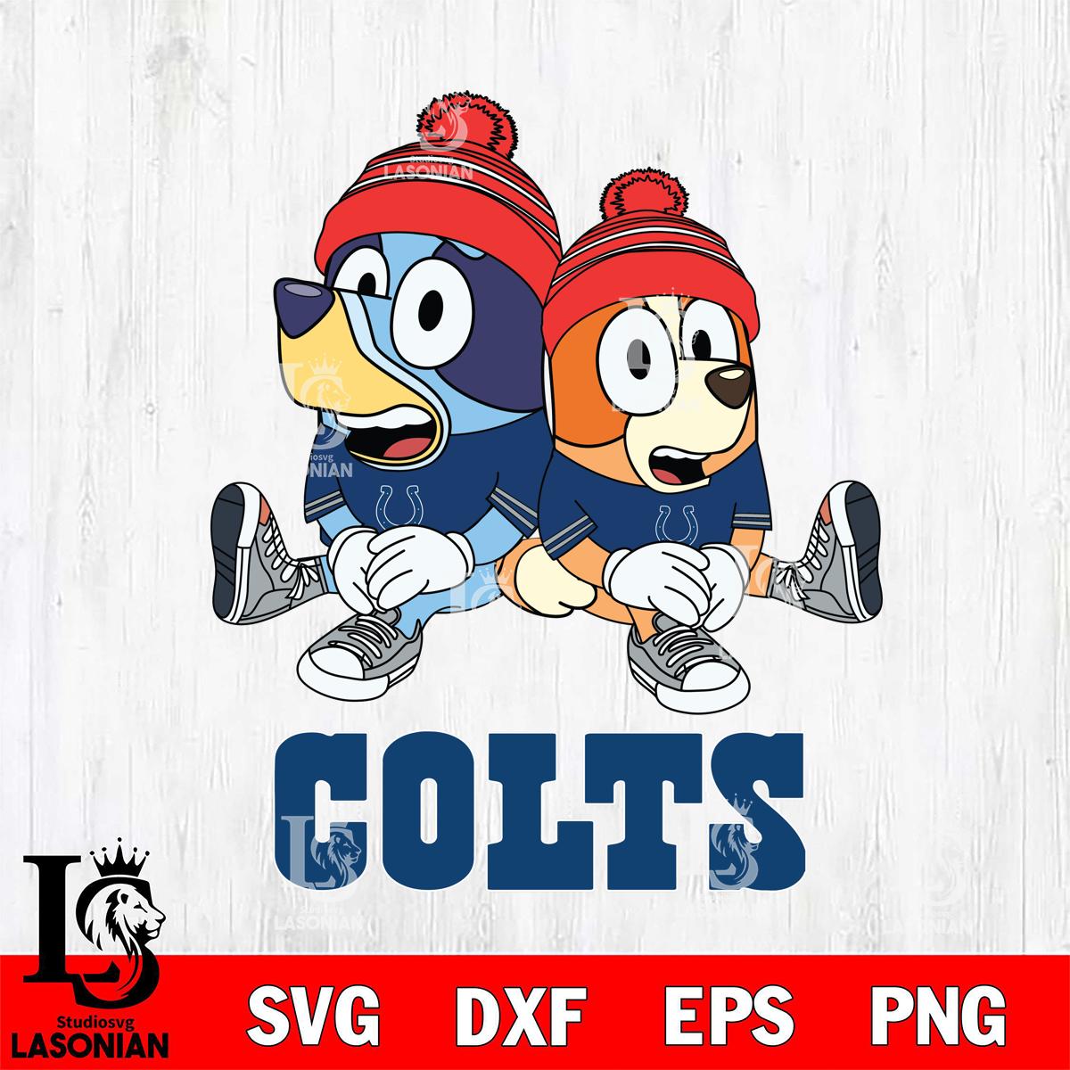 Indianapolis Colts Christmas Bluey & Bingo Sit – lasoniansvg