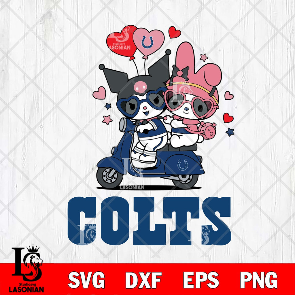 Indianapolis Colts Kuromi and My Melody Valentine File Cut, NFL SVG DXF ...