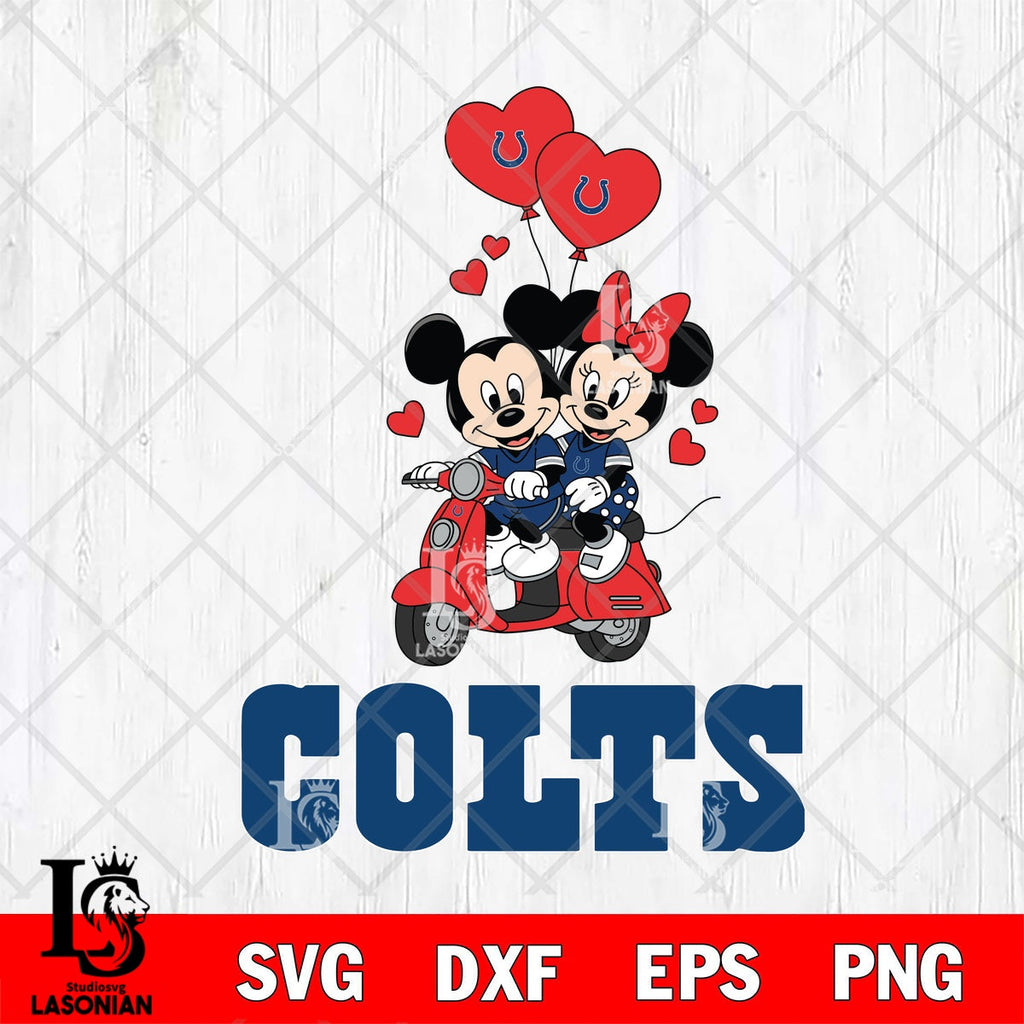 Indianapolis Colts Mickey and Minnie Mouse Valentine File Cut, NFL SVG ...