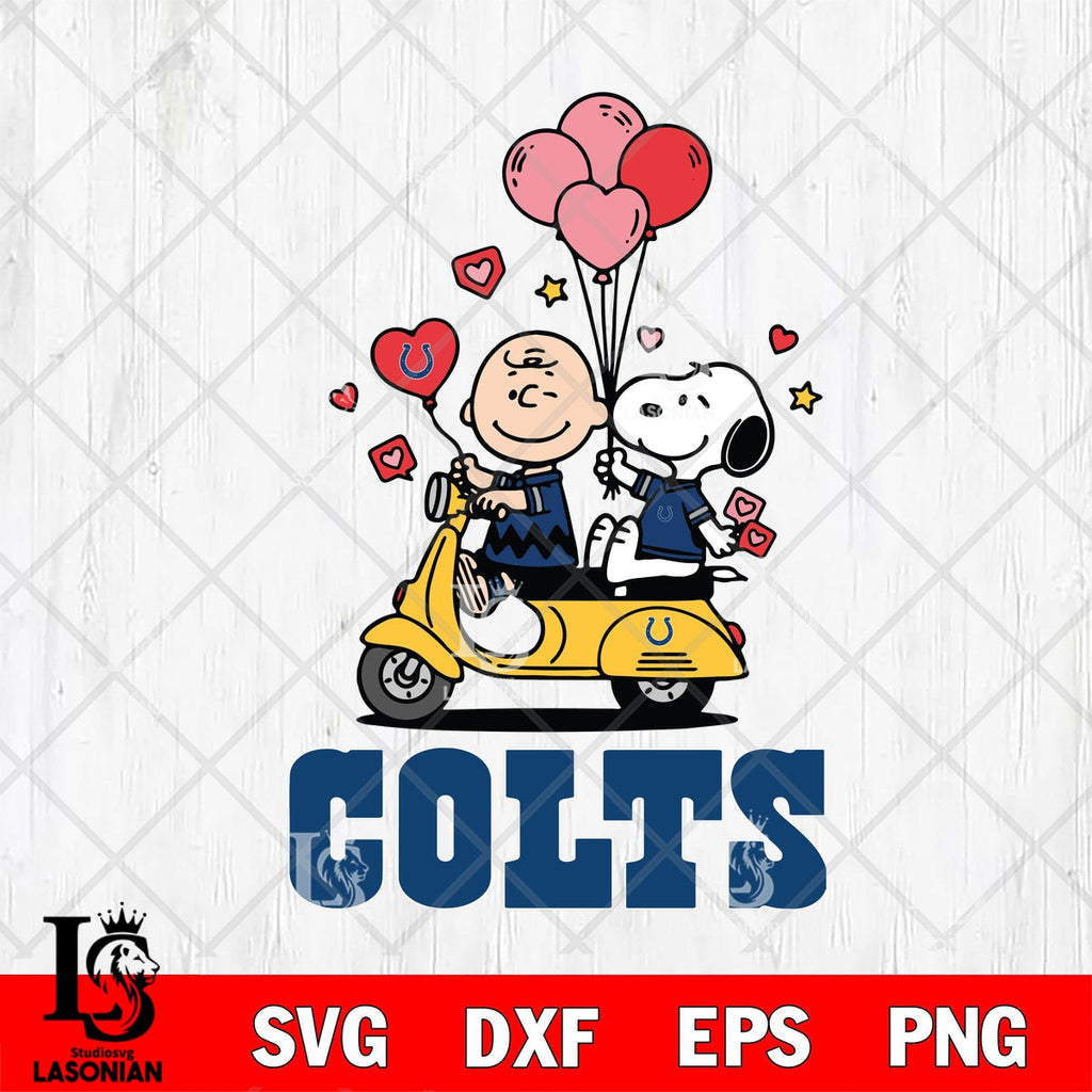 Indianapolis Colts Snoopy and Charlie Brown Valentine File Cut, NFL SVG ...