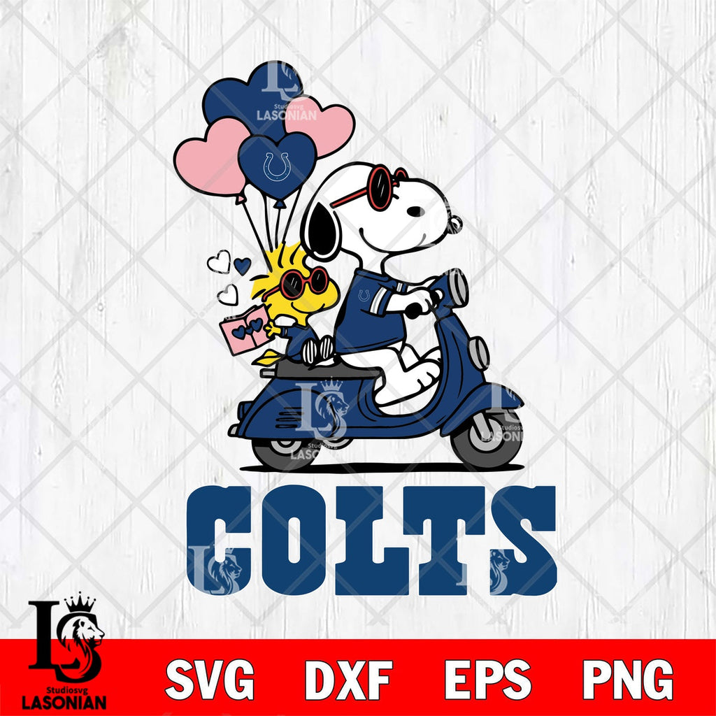 Indianapolis Colts Snoopy and Woodstock Valentine File Cut, NFL SVG DXF ...