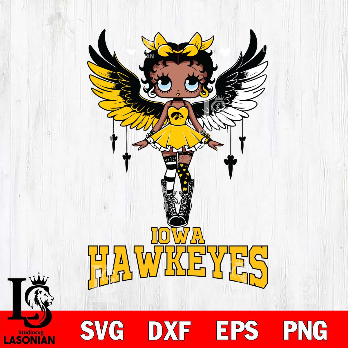 Iowa Hawkeyes Anglel Black Fan Girl Betty Boop – lasoniansvg