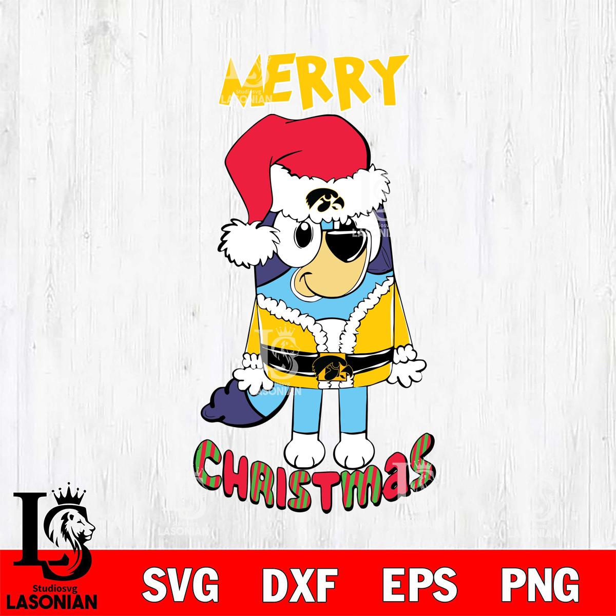 Iowa Hawkeyes Bluey Merry Christmas Bluey Santa Claus – lasoniansvg