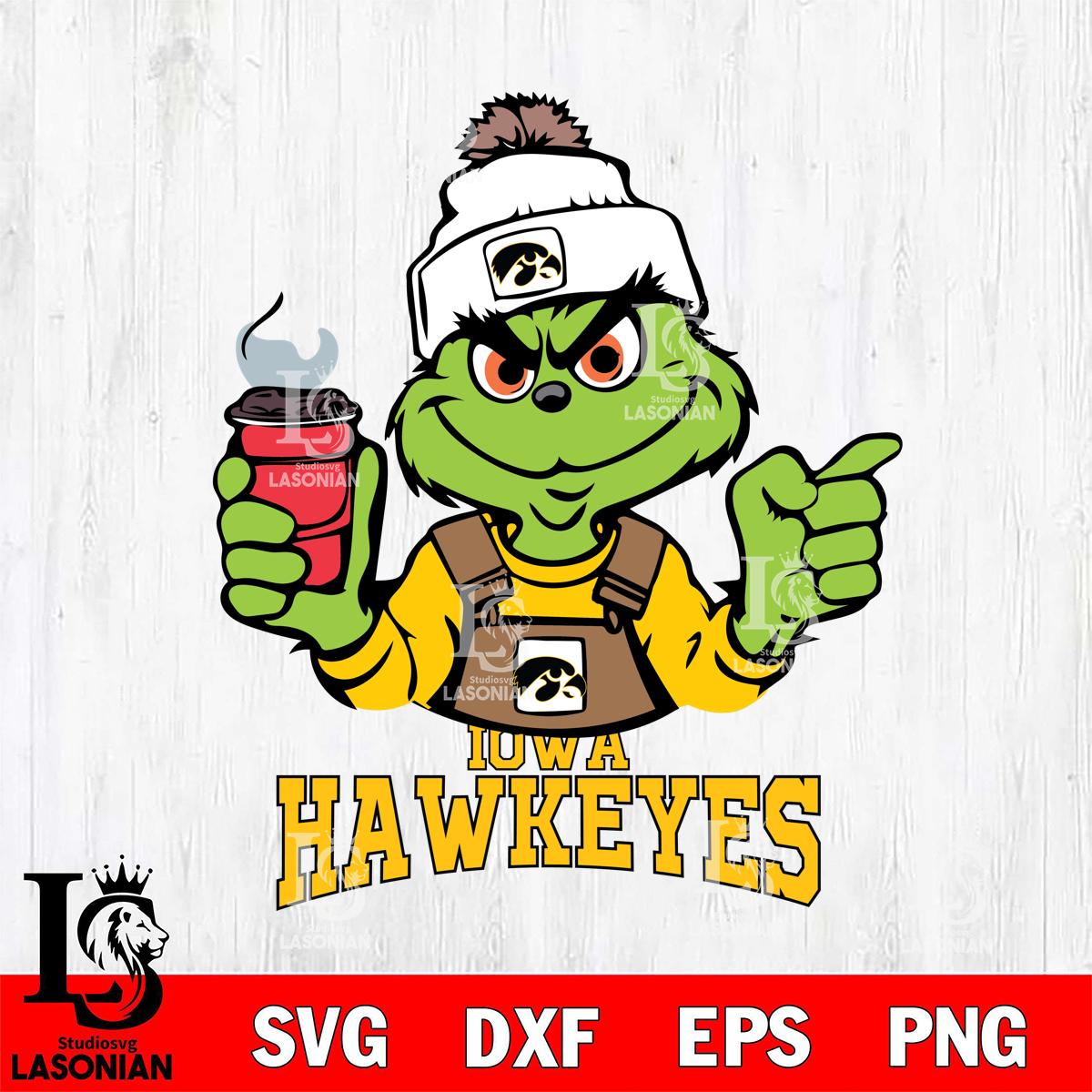 Iowa Hawkeyes Grinch with coffee – lasoniansvg