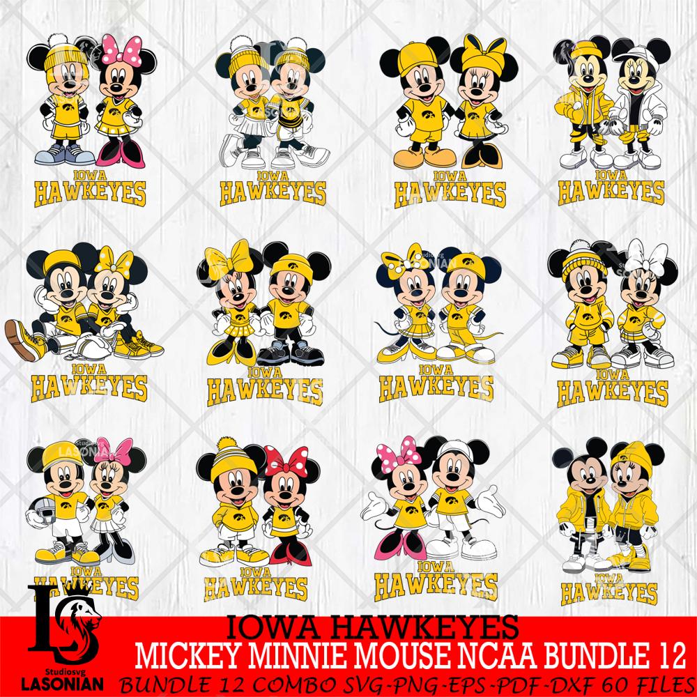 Iowa Hawkeyes Mickey Minnie Mouse NCAA Bundle 12 – lasoniansvg