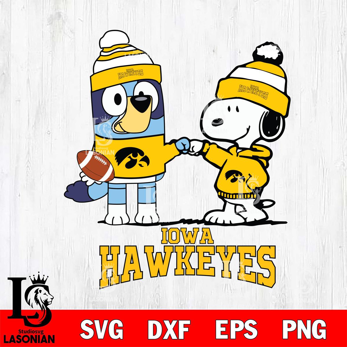 Iowa Hawkeyes Snoopy & Bluey Football – lasoniansvg