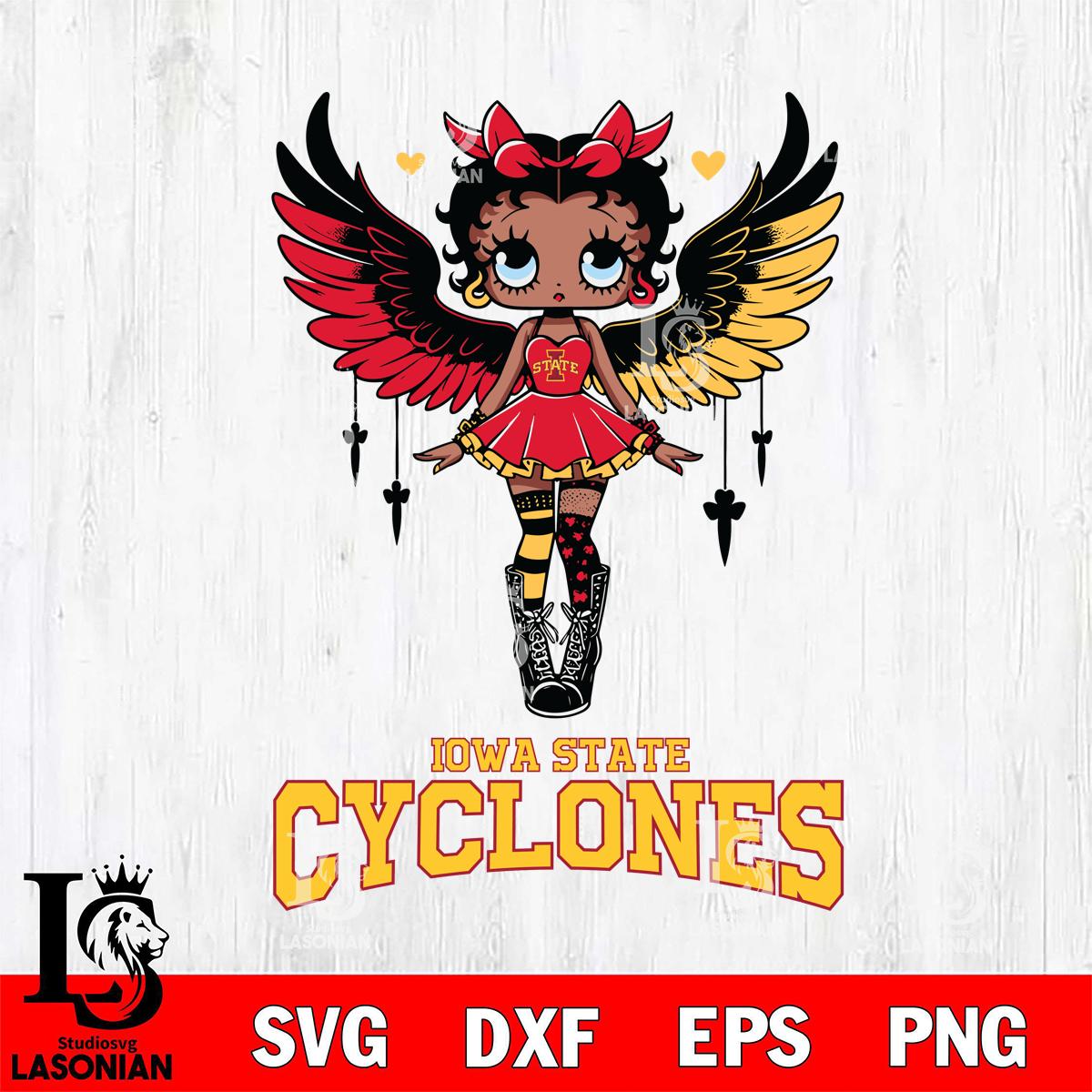 Iowa State Cyclones Anglel Black Fan Girl Betty Boop – lasoniansvg