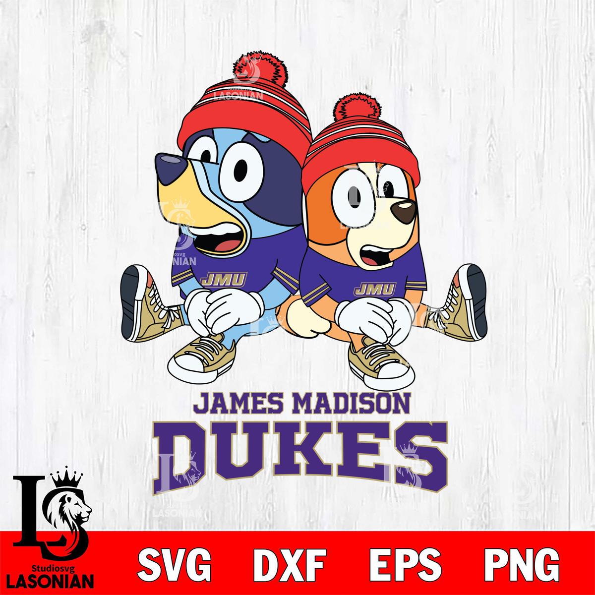 James Madison Dukes Christmas Bluey & Bingo Sit – lasoniansvg