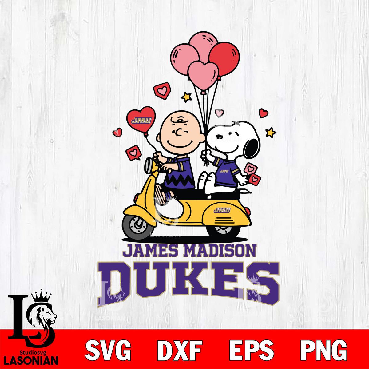 James Madison Dukes Snoopy and Charlie Brown Valentine File Cut, NCAA ...