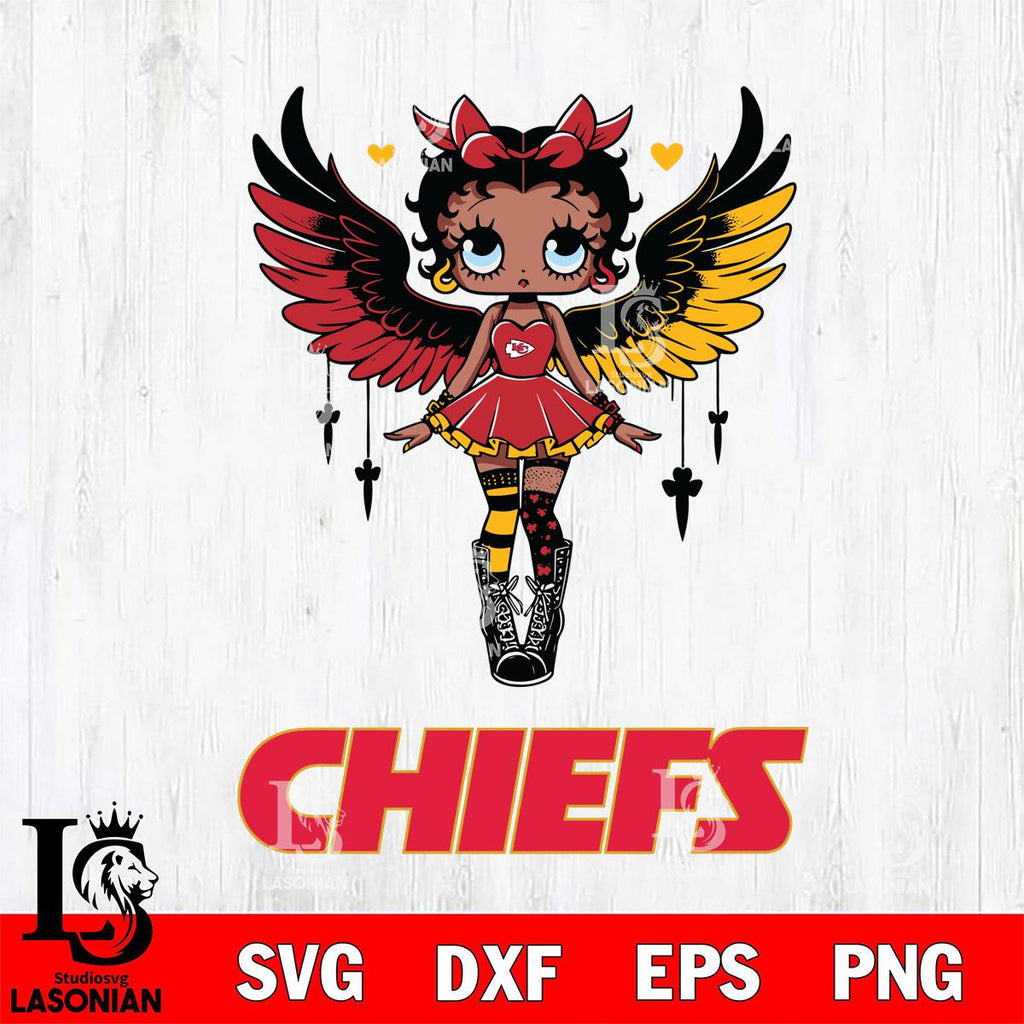 Kansas City Chiefs Anglel Black Fan Girl Betty Boop – lasoniansvg