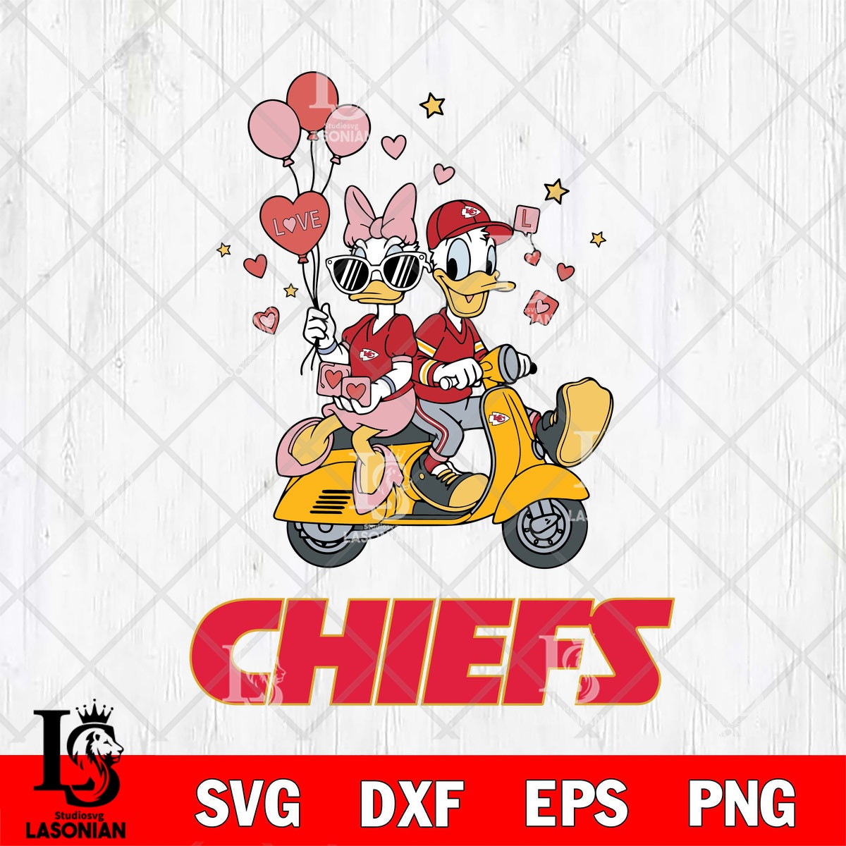 Kansas City Chiefs Donald and Daisy Valentine File Cut, NFL SVG DXF EPS ...