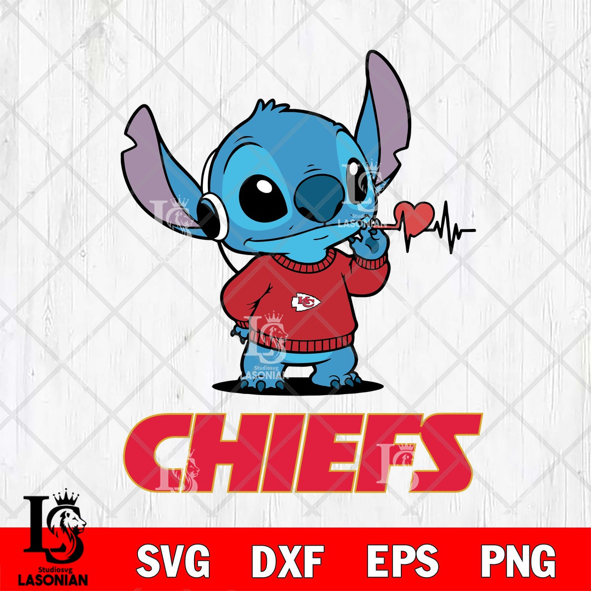 Kansas City Chiefs Stitch Headphones Heart File cut , Criucut , Digital ...