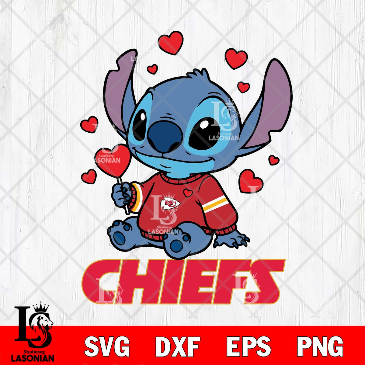 Kansas City Chiefs Stitch Valentine Cute Digital Download, NFL SVG DXF ...