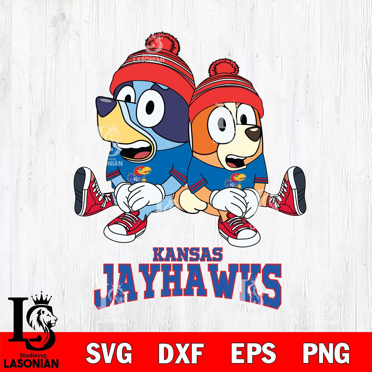 Kansas Jayhawks Christmas Bluey & Bingo Sit – lasoniansvg
