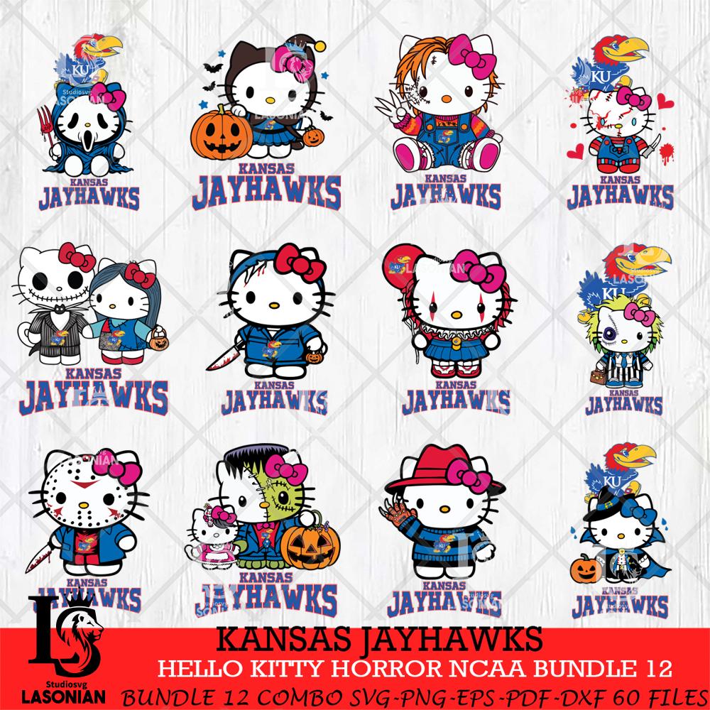 Kansas Jayhawks Hello Kitty Horror NCAA Bundle 12 SVG – lasoniansvg