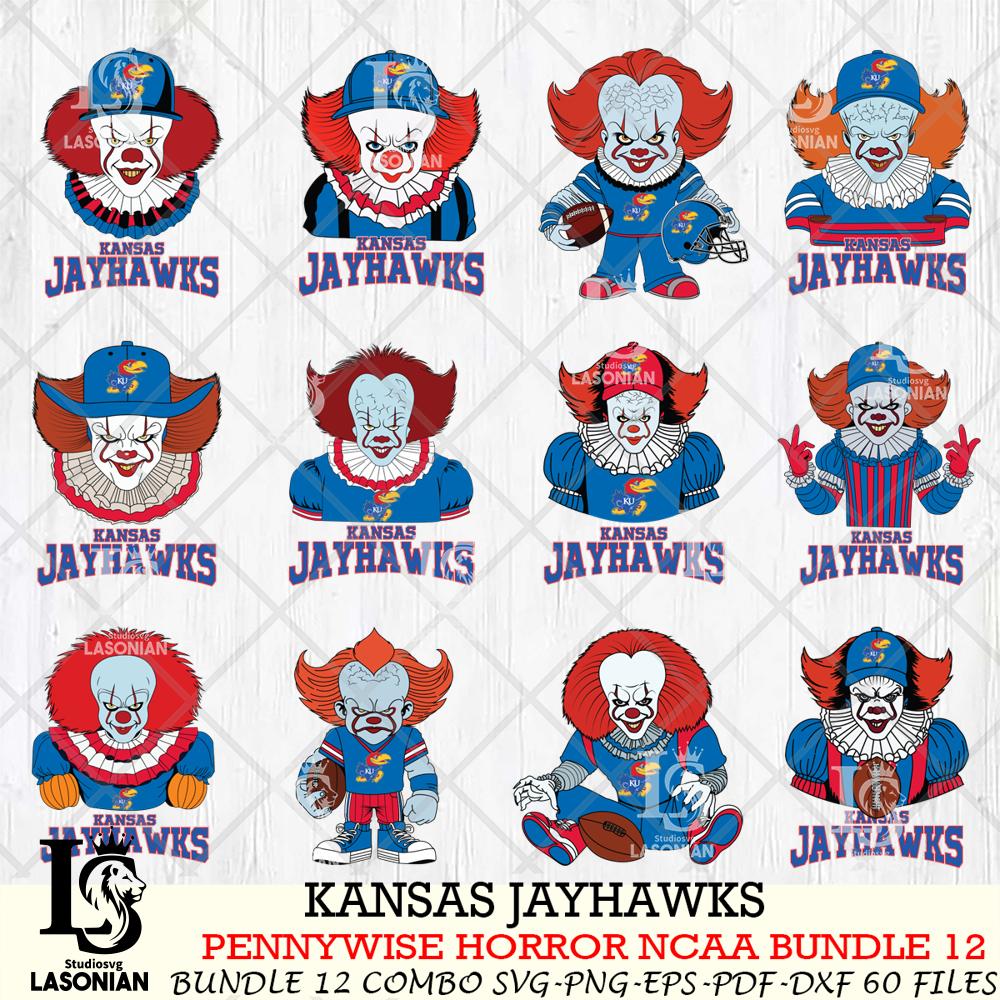 Kansas Jayhawks Pennywise Horror NCAA Bundle 12 SVG – lasoniansvg
