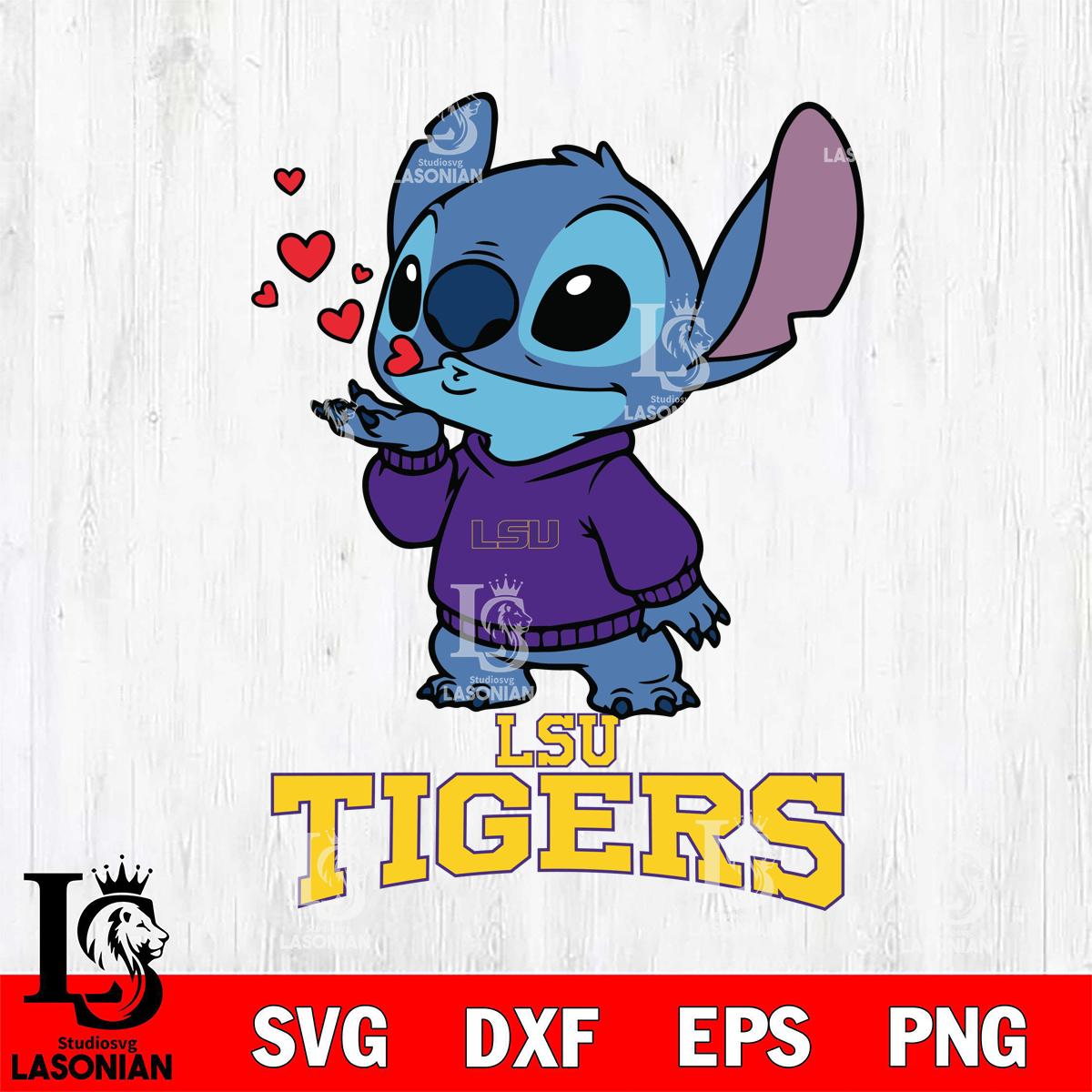LSU Tigers Stitch Kiss Valentine Digital Download, NCAA SVG DXF EPS PNG ...
