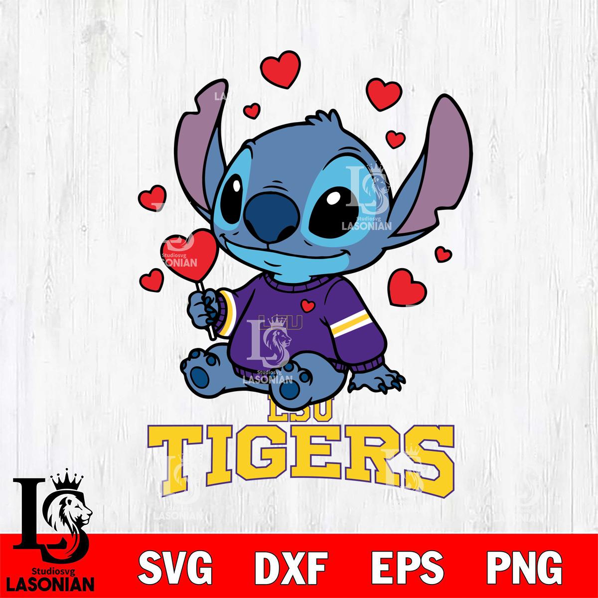 LSU Tigers Stitch Valentine Cute Digital Download, NCAA SVG DXF EPS PNG ...